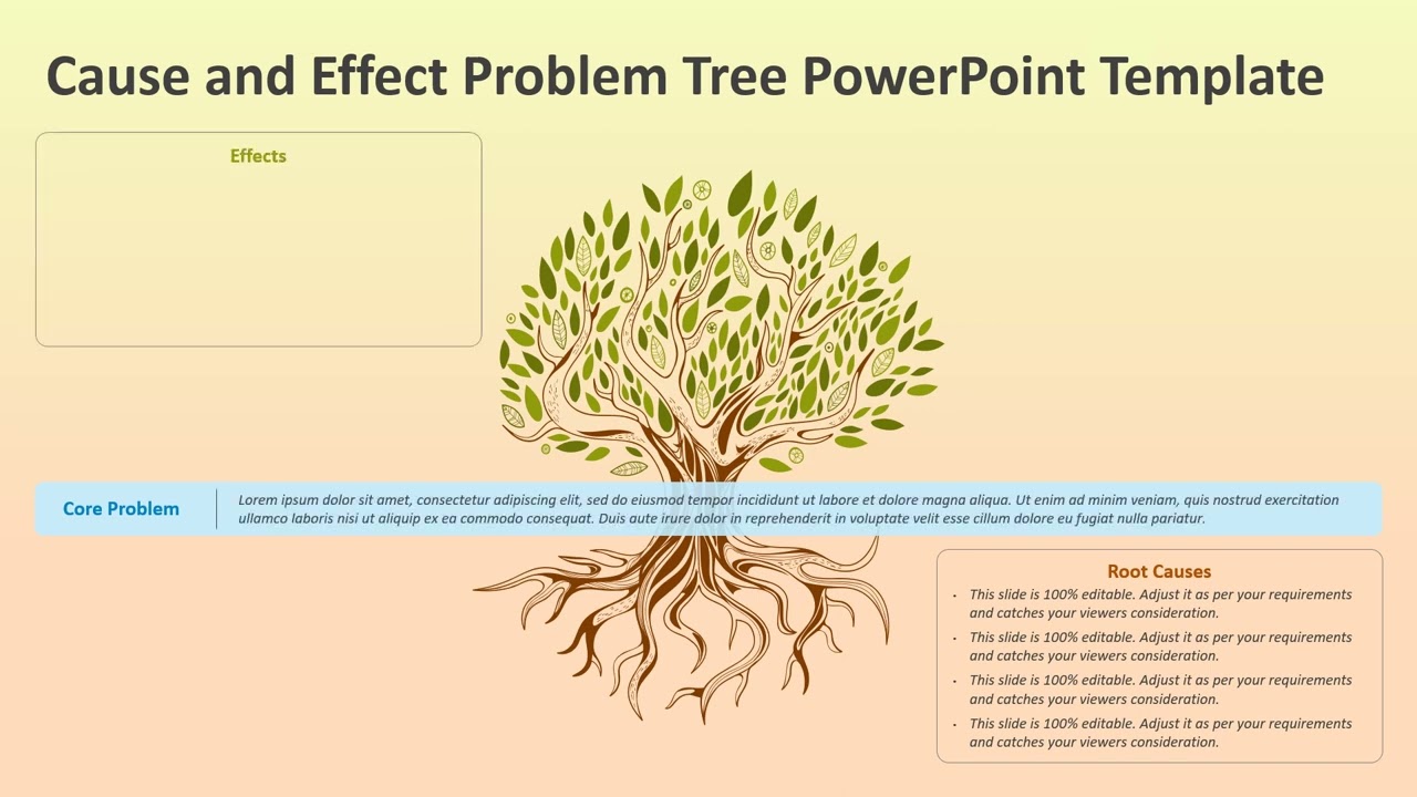 Cause and Effect Problem Tree PowerPoint Template | Kridha Graphics