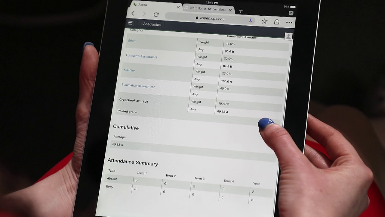 CPS ASPEN Student Portal on a Mobile Device