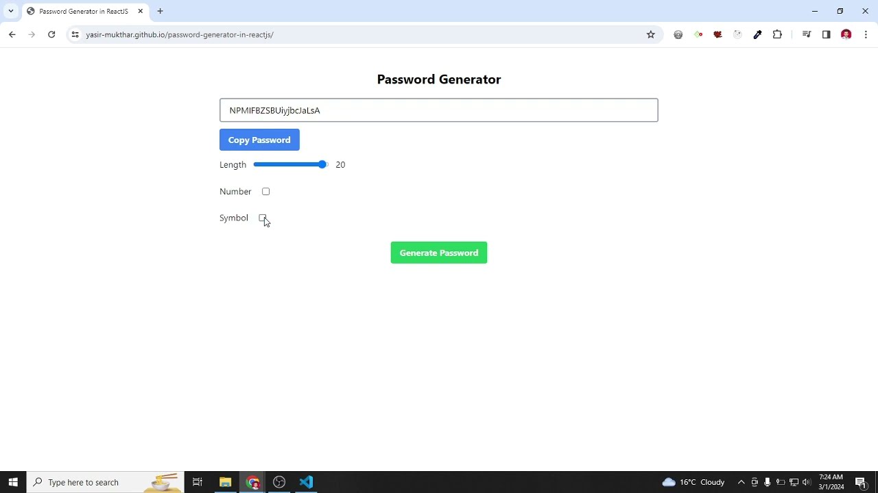 Password Generator using React Js | JavaScript | Tailwind
