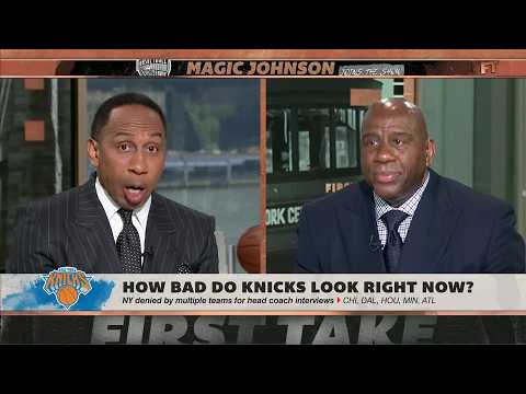 Magic Johnson joins First Take π₯ Puts ALL THE PRESSURE on Knicks players after BOTCHED HC SEARCH π
