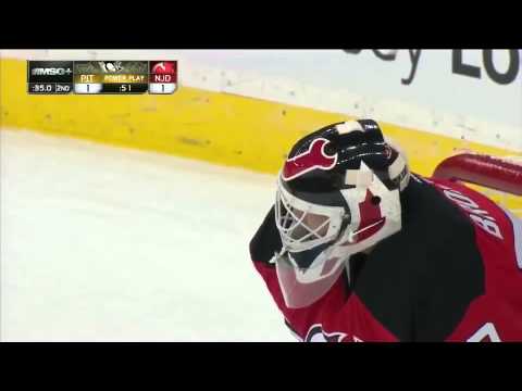 Brodeur almost gets caught out of net