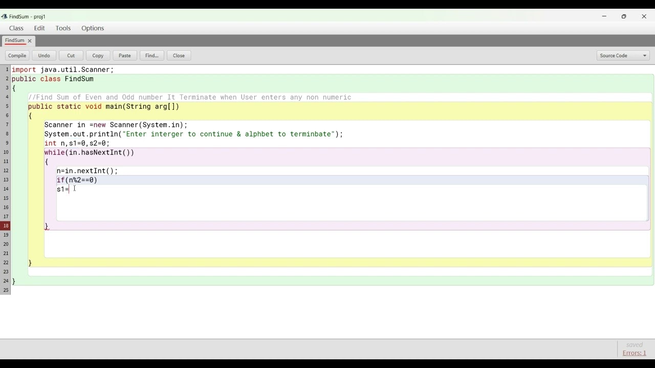 SUM OF EVEN AND ODD IN JAVA USING WHILE LOOP