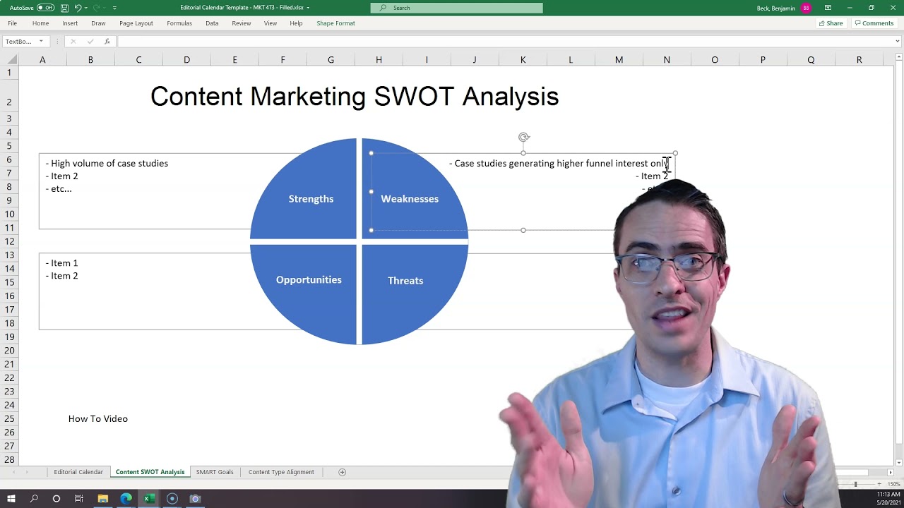 Editorial Calendar Template Instructions - SWOT Analysis