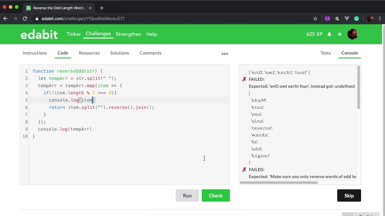 Javascript Algorithm Exercise with Edabit.