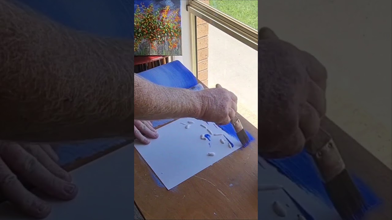 How to Paint & Blend a Blue Sky for beginners #acrylicpainting #painting #landscape