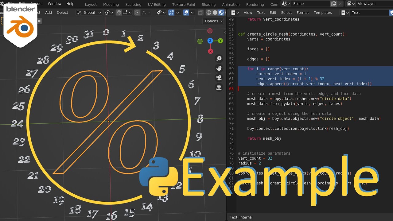 Blender Python Example: Using the modulo operator (%)