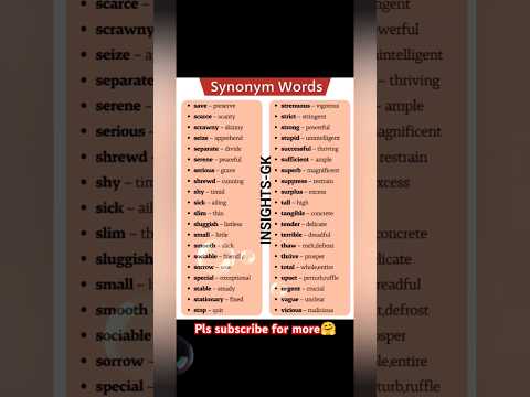 Vocabulary I English I Synonyms I INSIGHTS-GK I #insights1979 #vocabulary #synonyms #englishvocab