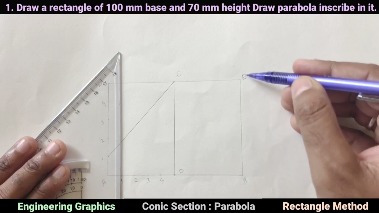 Parabola/Rectangle Method/ Conic Section/ Engineering Graphics