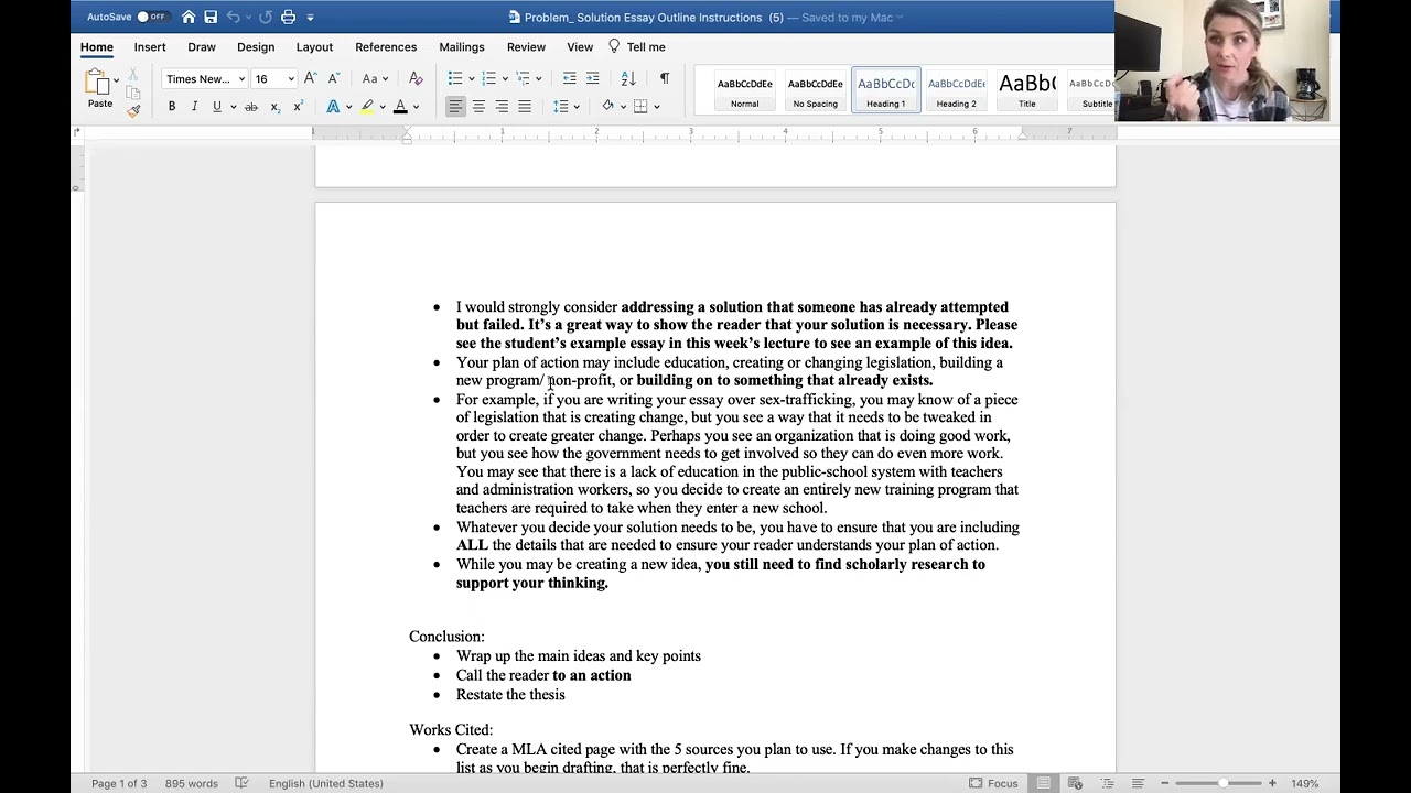 Problem and Solution Outline Lecture