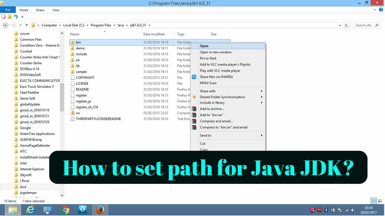 How to set path for Java JDK in Windows 7