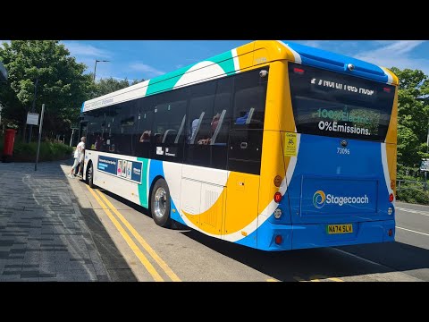 Stagecoach north east Yutong E12 ⚡73096 NA74SLV operating the 37 to North Tees Hospital