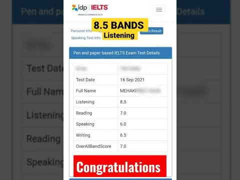7 overall BANDS IN IELTS/congratulations for better band score//8.5 , 7 bands in listening, reading