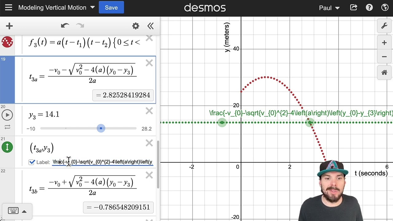 Quadratic Models for Vertical Motion | Desmos Graphing Tutorial (Part 2)