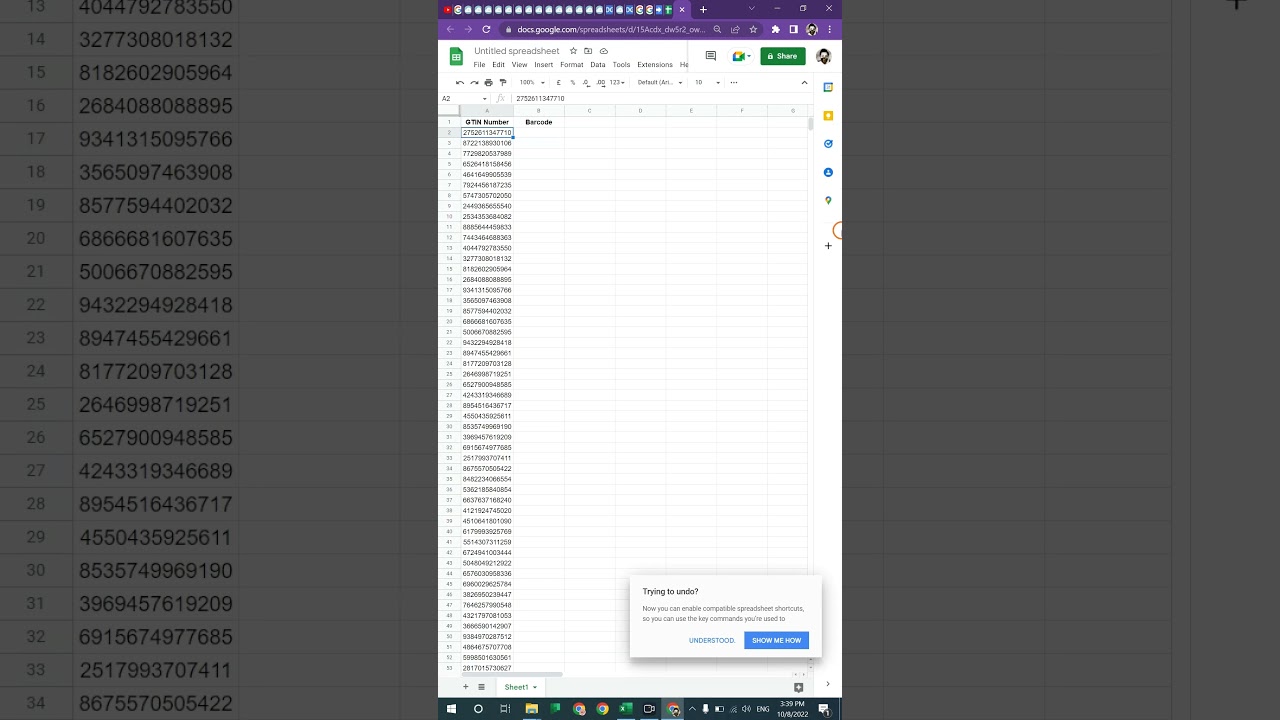 How to Convert GTIN to Barcode in Google Sheets #Googlesheets #Short