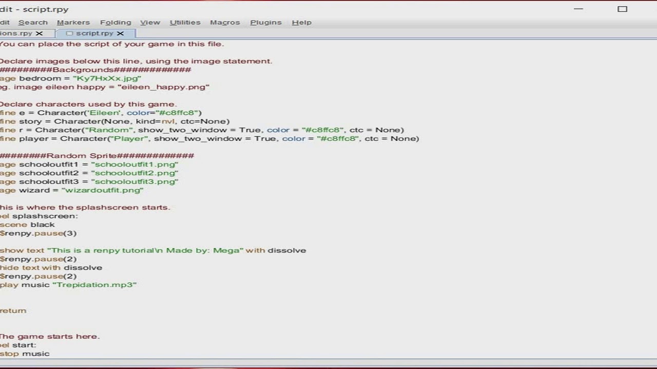 Renpy Tutorial #4 How to Add a Sprite, ADV Textboxes