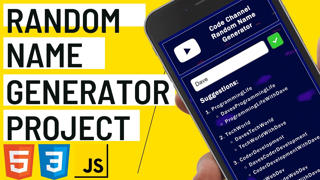 Build a Random Name Generator App | Javascript, HTML, CSS Project