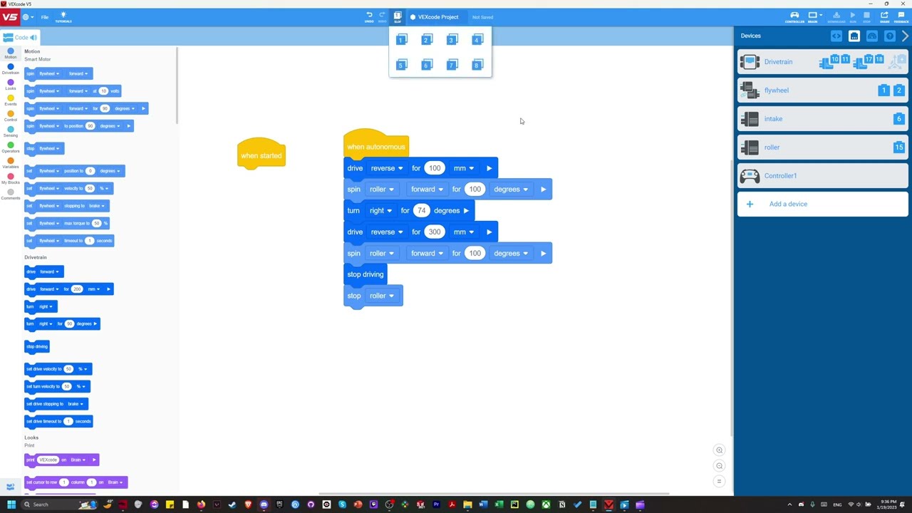 Simple VEX Autonomous programming tutorial