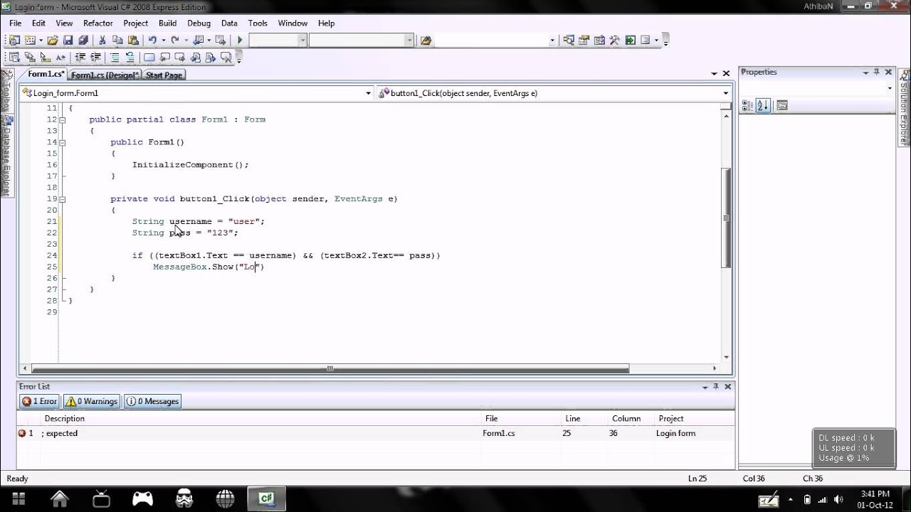 Creating a simple Login form in C#