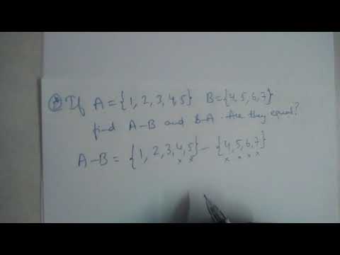 Find A-B and B-A if A={1,2,3,4,5} and B={4,5,6,7} are they equal?
