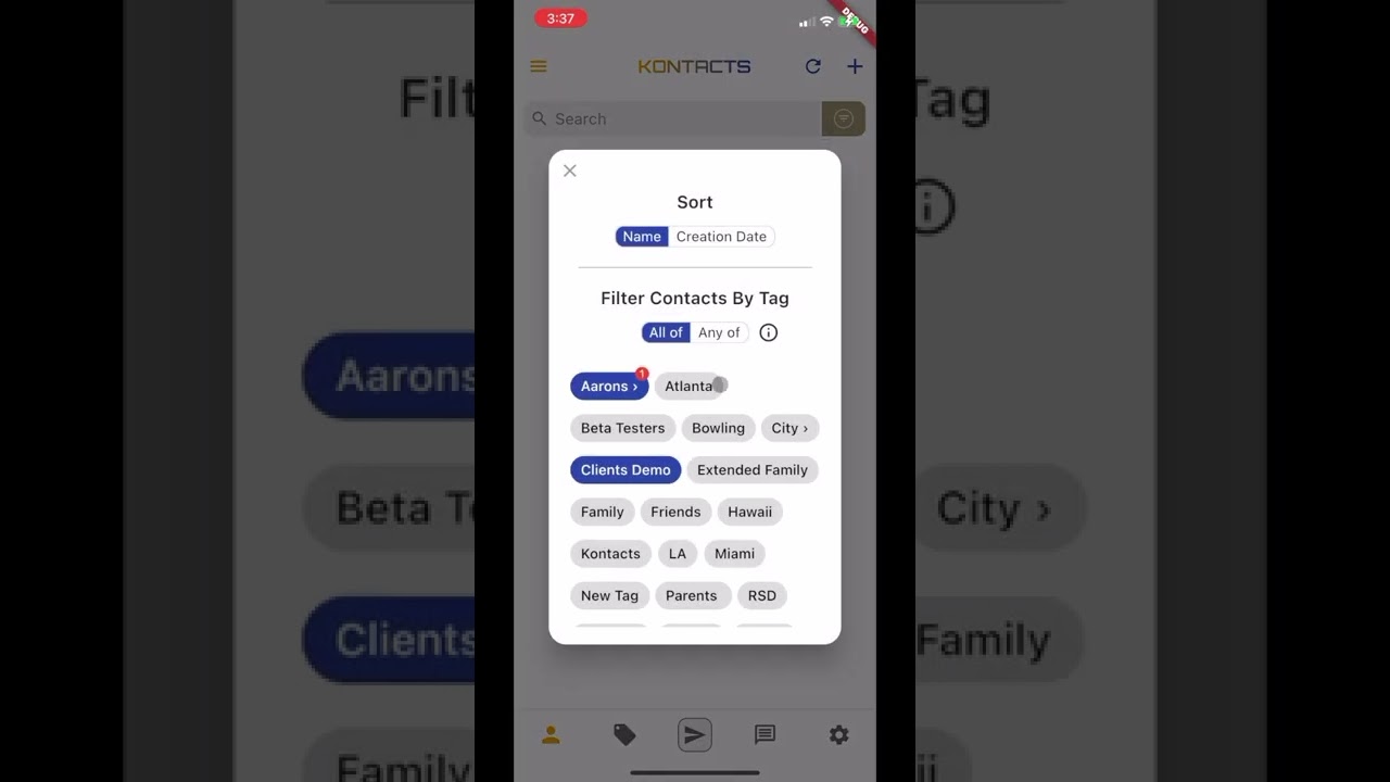 Filter contacts