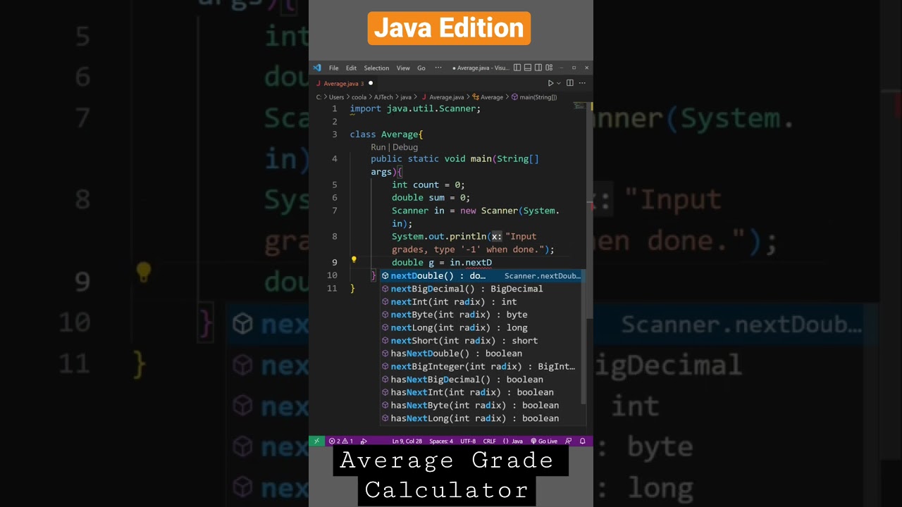Calculate Your Average Grade QUICK… #java #shorts