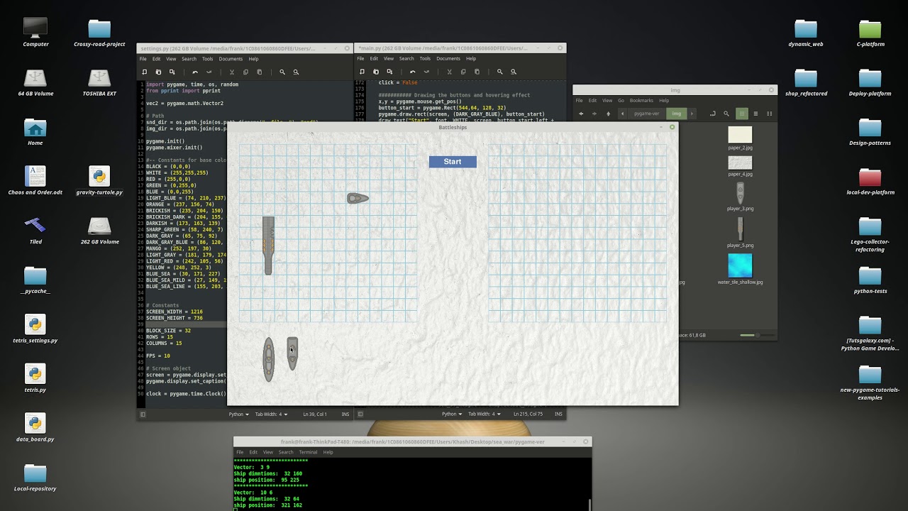 First look on my new game with pygame. (Battleships)