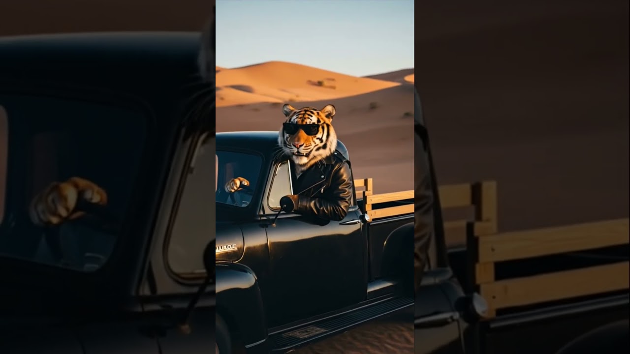 #DreamScreenAI #tiger #truck #sunset