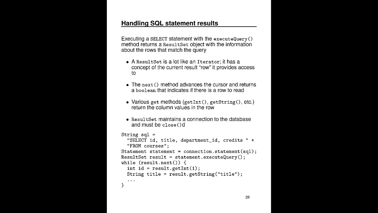 Using Relational Database with Java