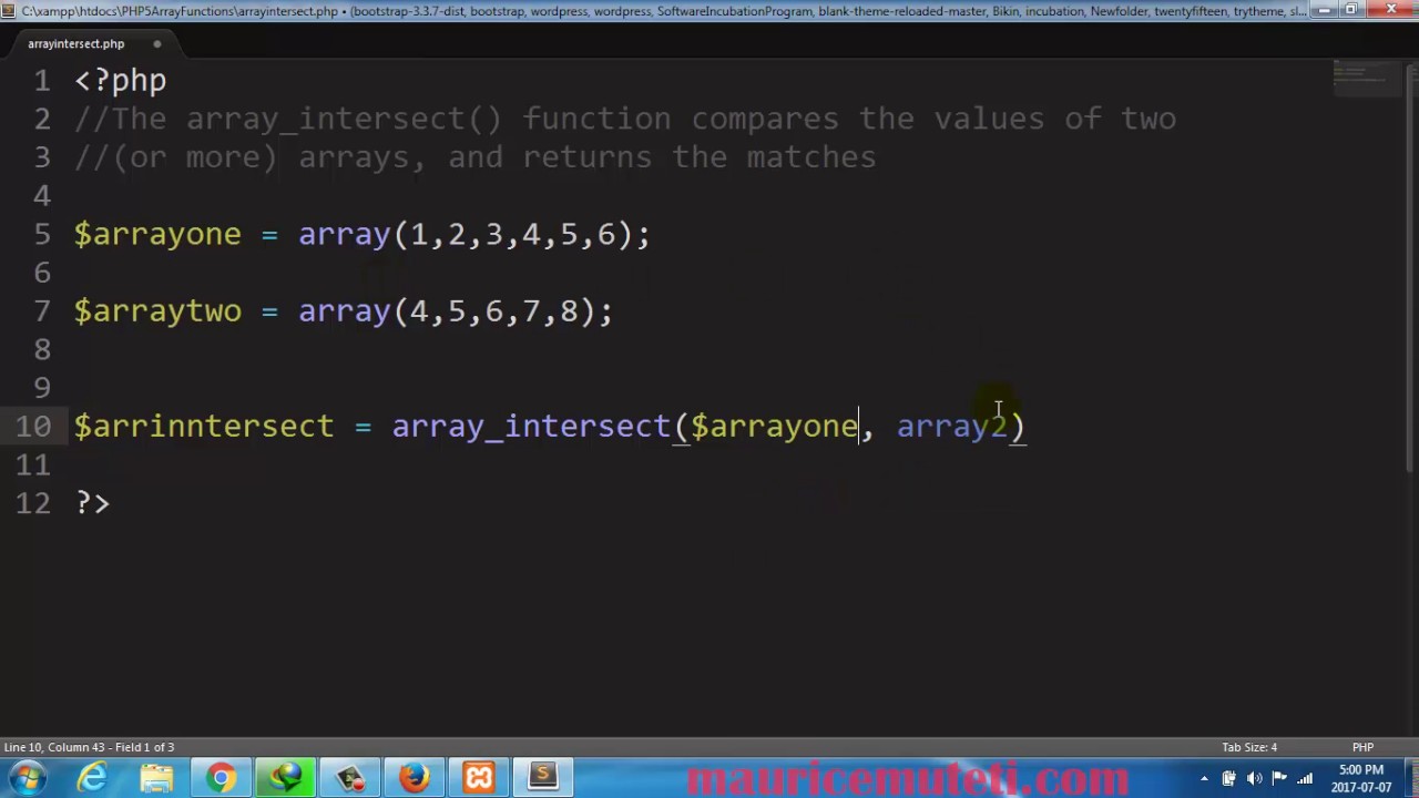 PHP array intersect Function