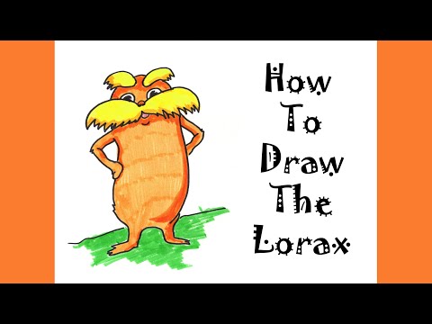 How To Draw The Lorax For Kids Step by Step Tutorial. Guided Easy Dr Seuss character style drawing