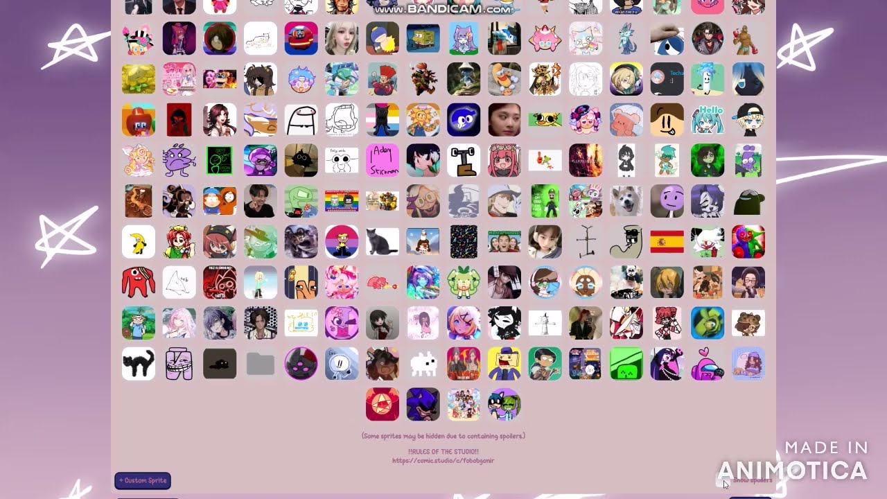Comic Studio Users Obsession has way too many sprites in this website