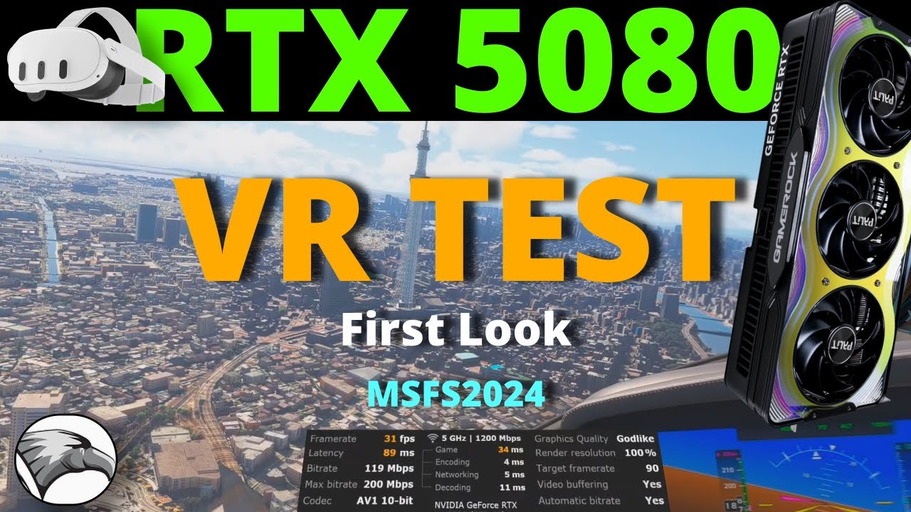 RTX 5080 GPU - VR Test in MSFS2024 | Performance Measured in TAA & DLSS4 | Quest 3