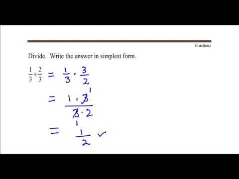 Dividing Fractions 1/3 divided by 2/3. Youtube