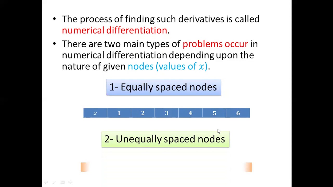 Numerical differentiation (introduction) (Lec#8)