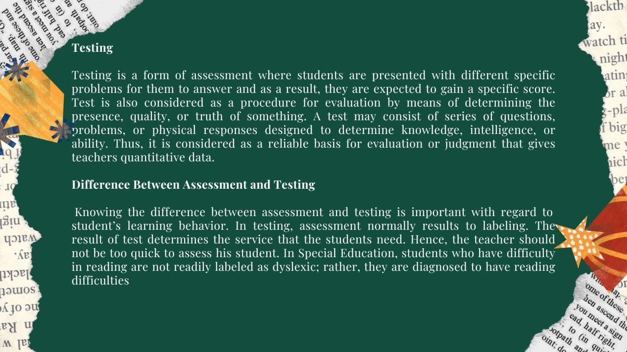 CHAPTER 6 - INTRODUCTION, ASSESSMENT & TESTING