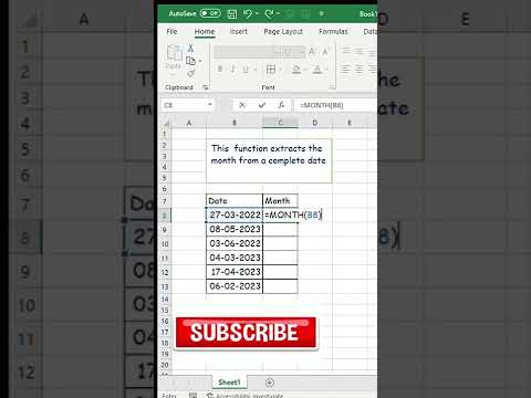 Formula to Extract Month from Date in Excel