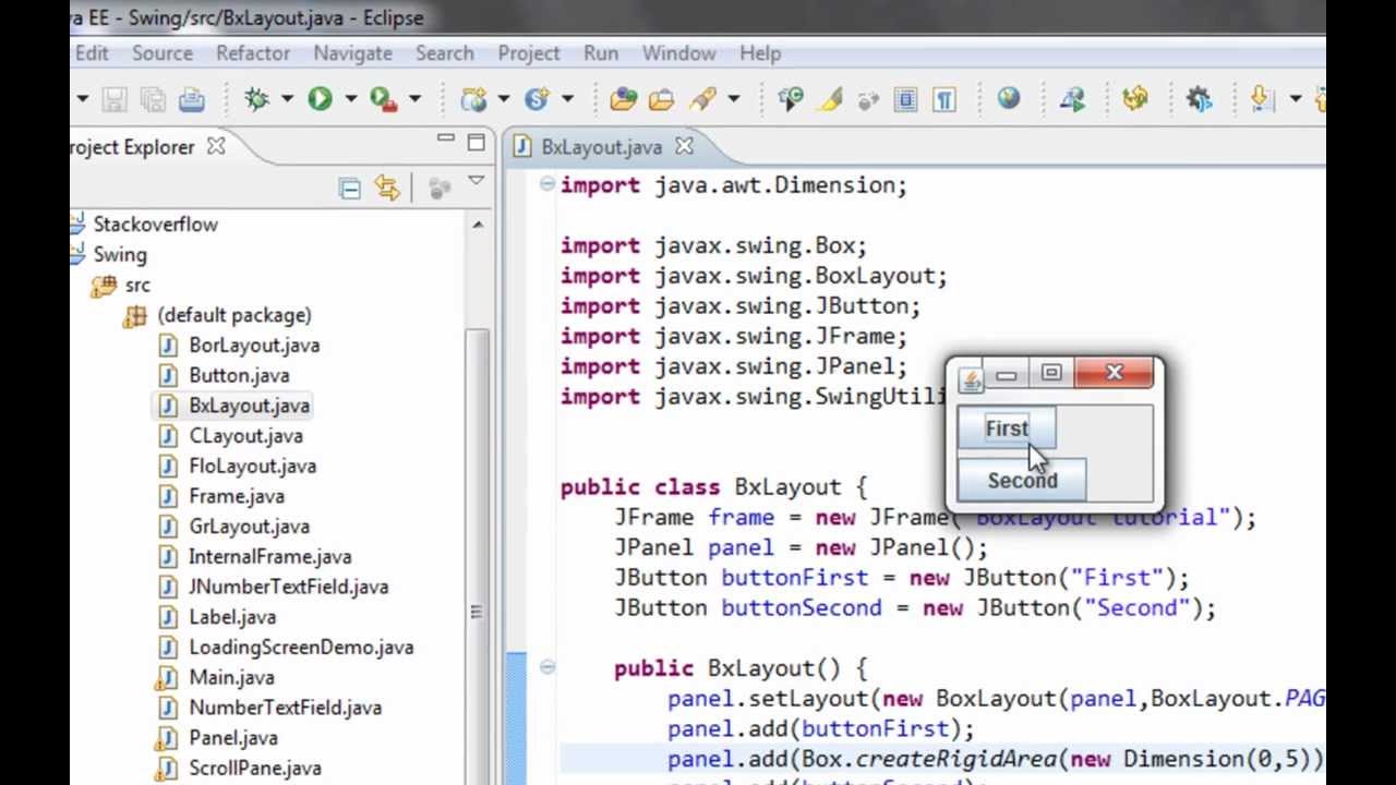 Java swing GUI tutorial #19: BoxLayout