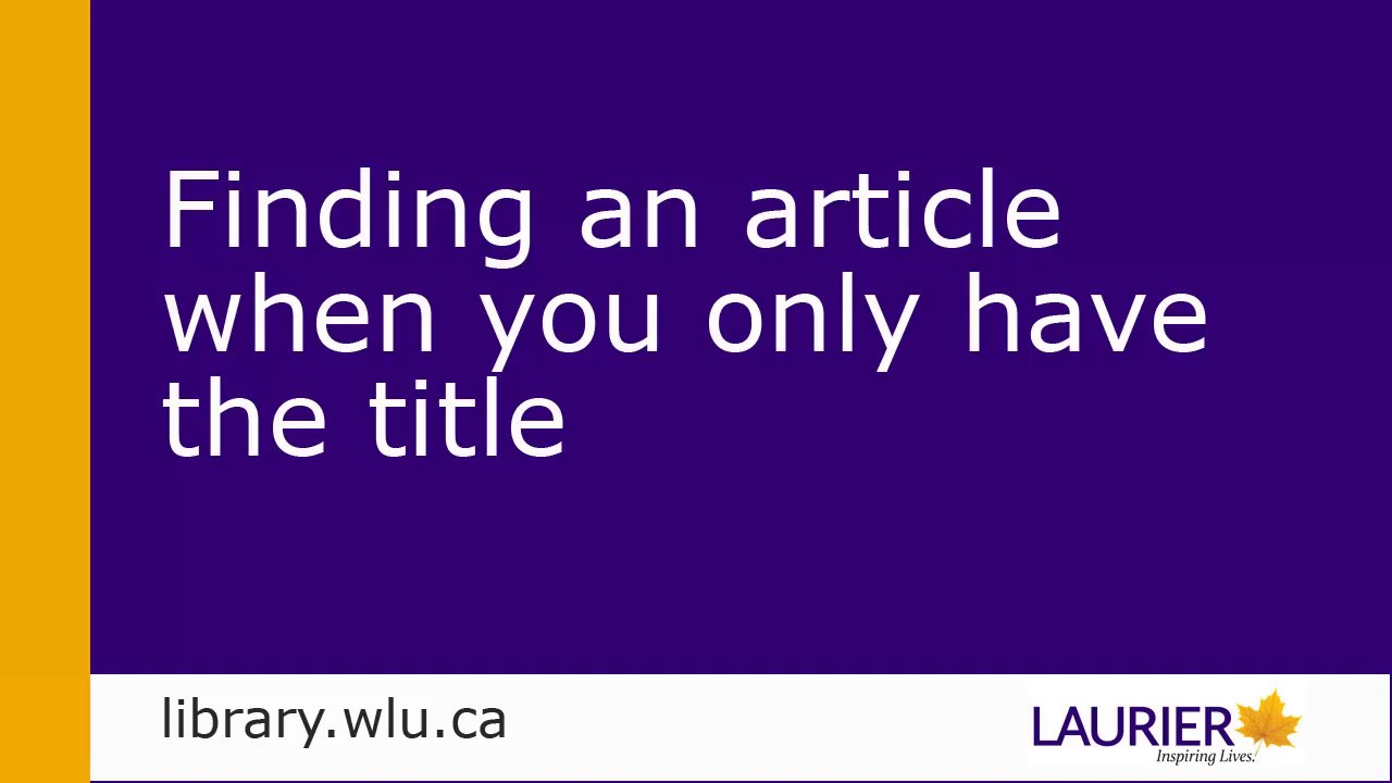 Finding an article when you only know the title