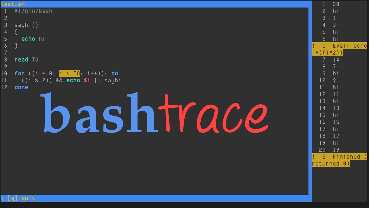 bashtrace, debugger for Bash scripts in Python