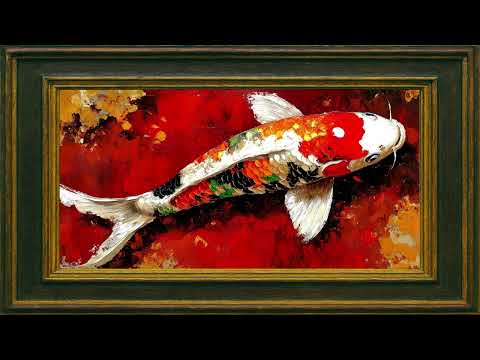 Majestic Koi Fish Frame TV Art w 4K | Elegancka japońska dekoracja ścienna do salonu i otoczenia