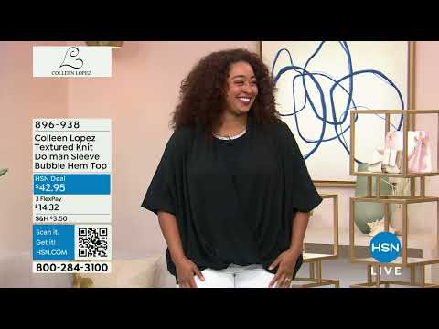 Colleen Lopez Textured Knit Dolman Sleeve Bubble Hem Top
