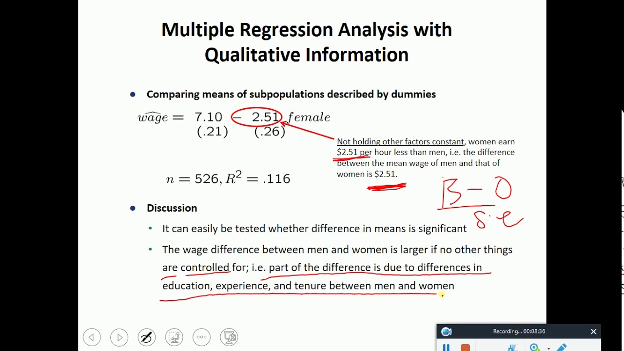 Introduction to Econometrics Lesson 18 Multiple Regression (Dummy Variable Trap)