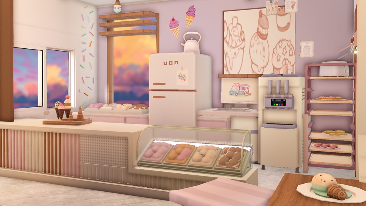 Building an Ice Cream Shop in Bloxburg w/ Anix Faulty & Glossie