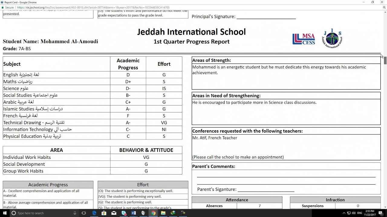How to print class progress reports