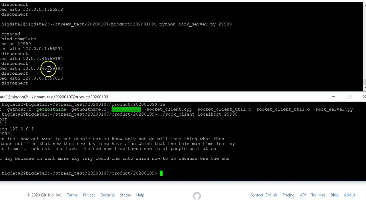 Network Streaming Socket Server and Client Live Testing
