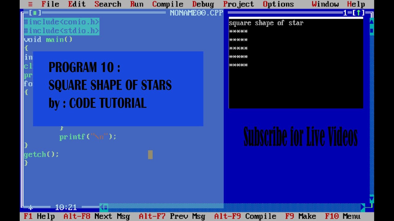 Program 10 square pattern  of star | Patterns in C | Structure in C