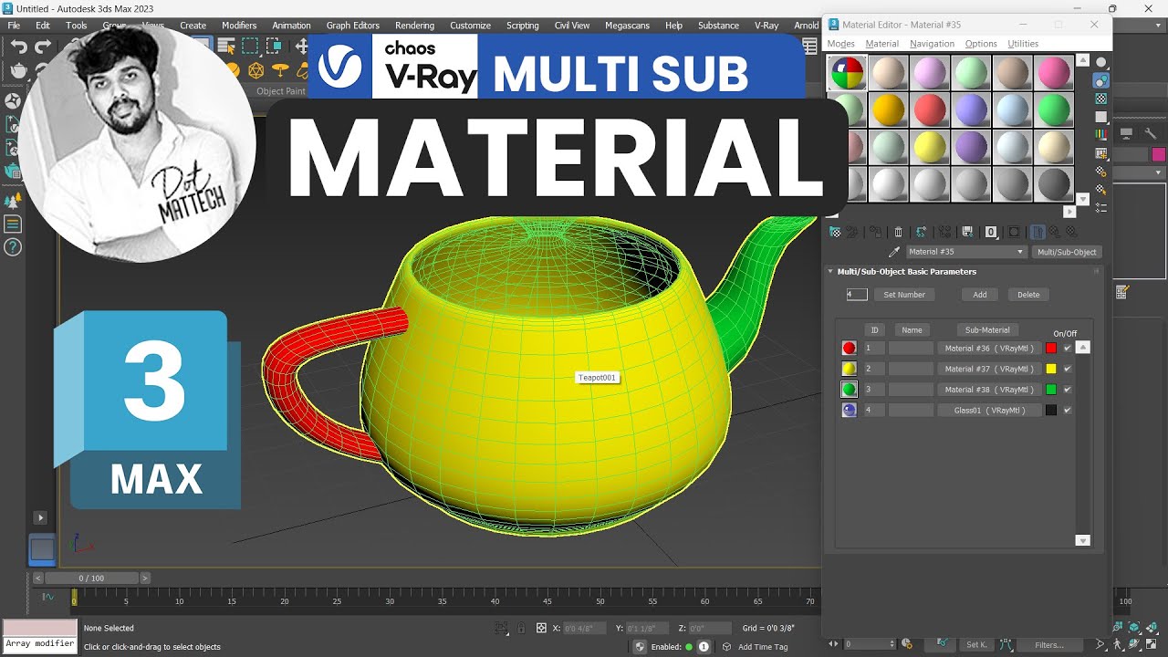 Multi sub object material 3ds max vray tutorial in tamil #dotmattech