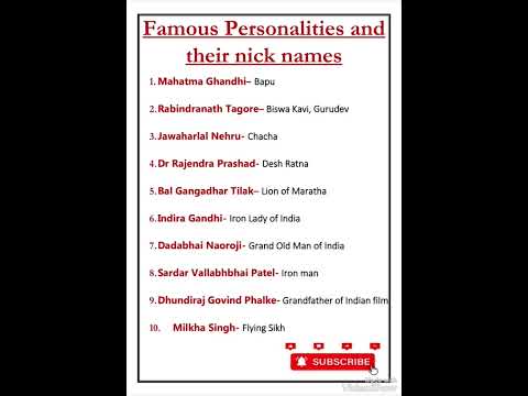 Famous personalities and their nicknames ll 01