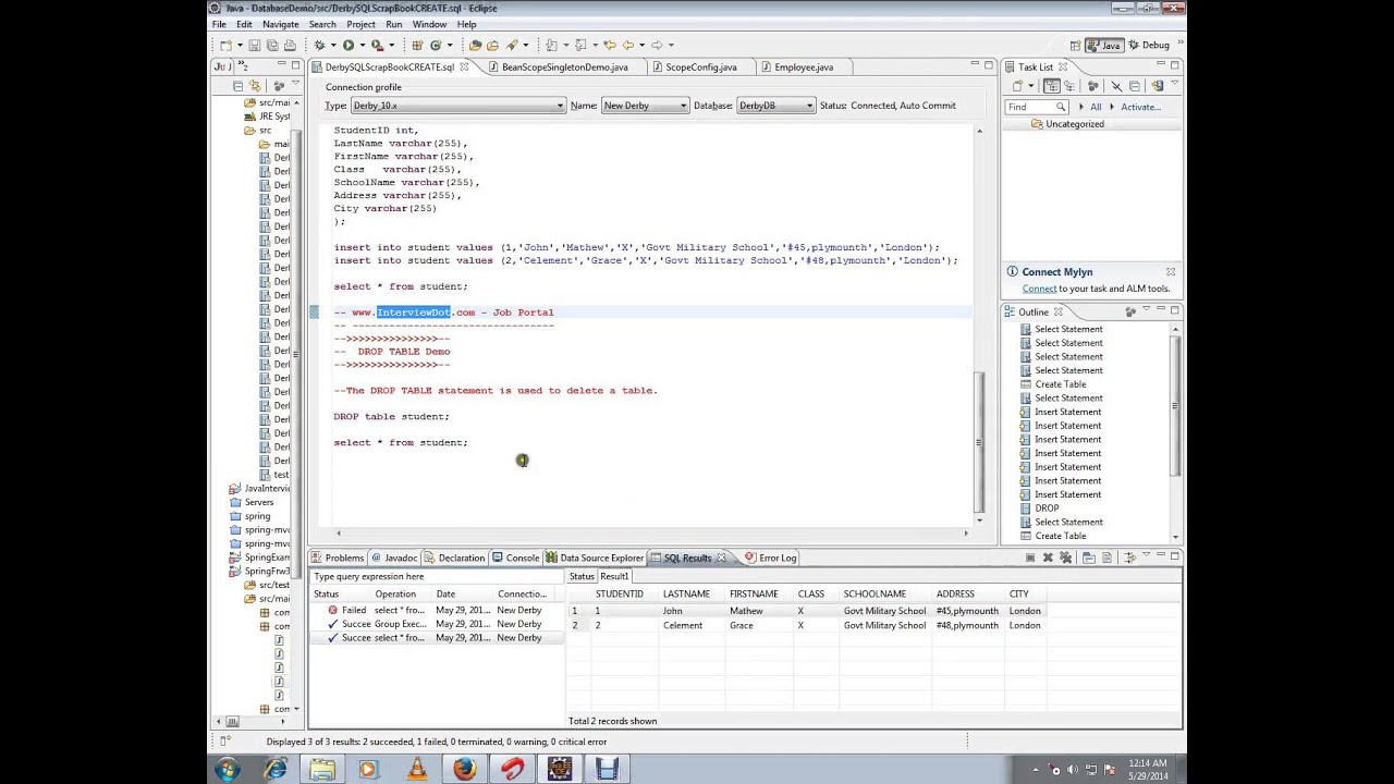 DROP TABLE SQL QUERY DEMO