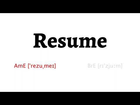 How to Pronounce resume in American English and British English